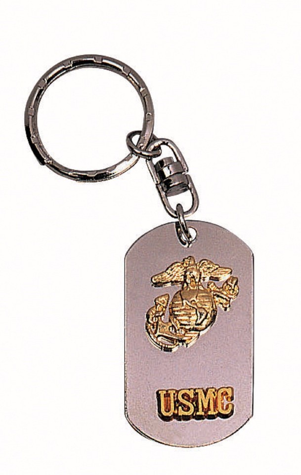 Marines Dog Tag Key Chain Silver Metal Military USMC Marine Corps Logo ...