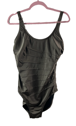 Calvin Klein Women's Metallic One Piece Swimsuit Bronze Copper Brown ...