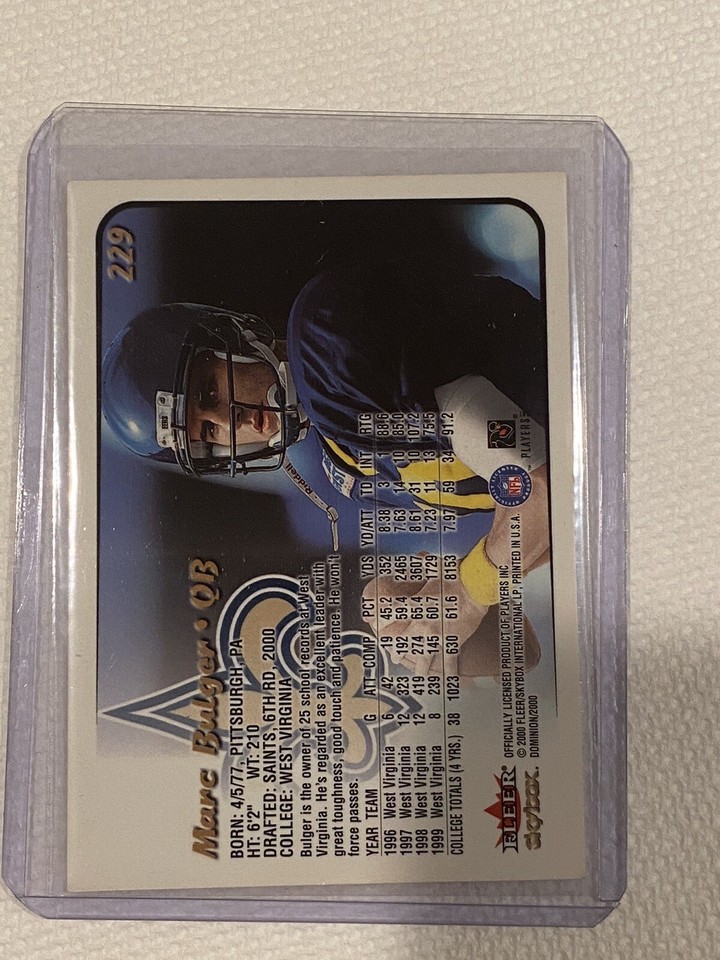 2000 Fleer SkyBox Dominion #229 Marc Bulger Rookie NO Saints WVU ...