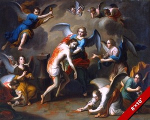 ANGELS COMFORT AFFLICTED JESUS PAINTING BIBLE CHRISTIAN ART REAL CANVAS ...