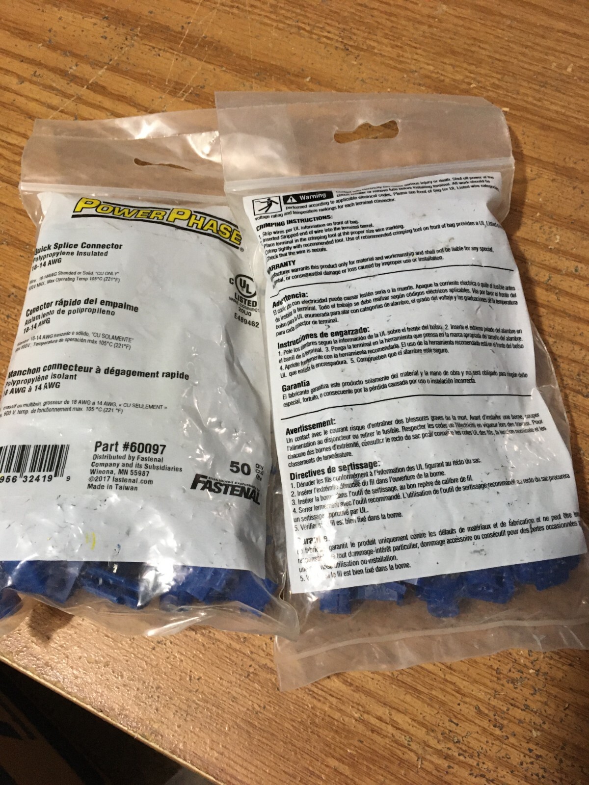 (100) Power Phase® 18-14 Wire Poly Insulated Dark Blue Quick Splice ...