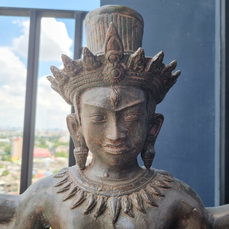 30.7" Large Thai Buddha Statue Garden Khmer Apsara God Hevajra Bronze ...