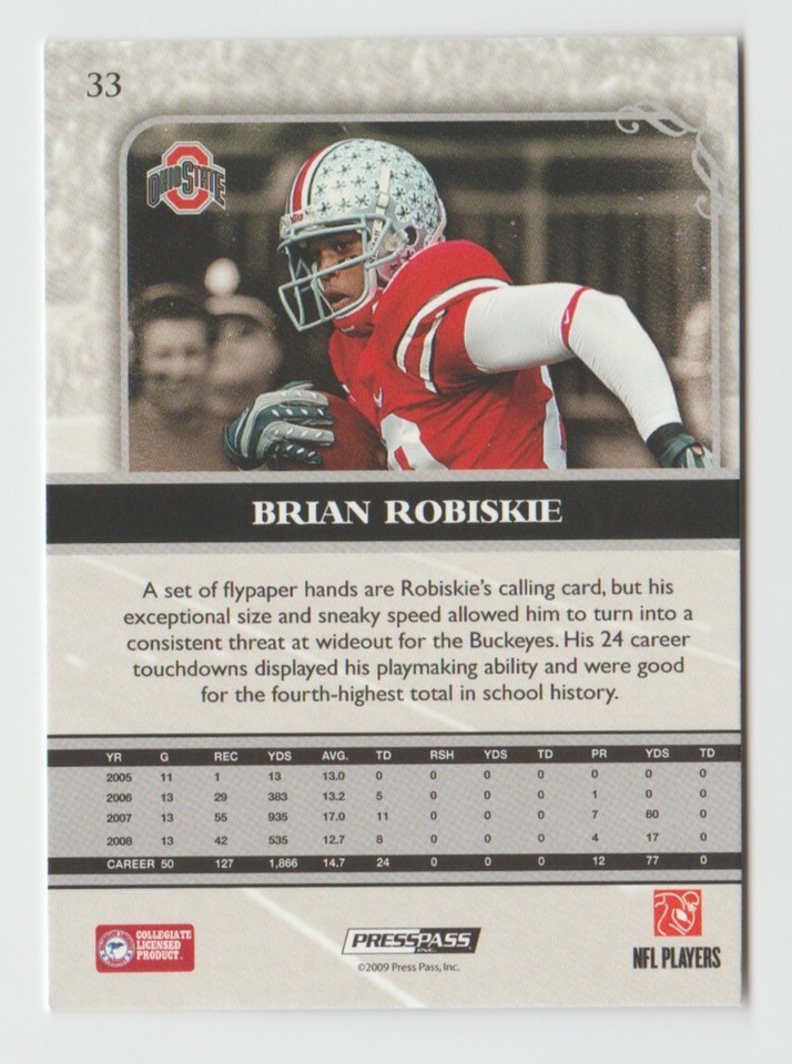 2009 Press Pass Legends Football #33 Brian Robiskie | eBay