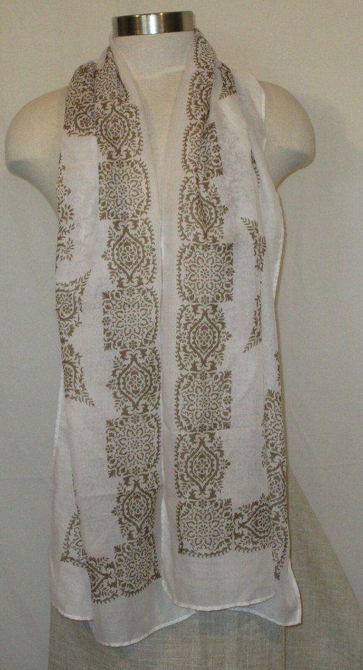 Gap NWOT Cream Taupe Print Oblong Scarf | eBay