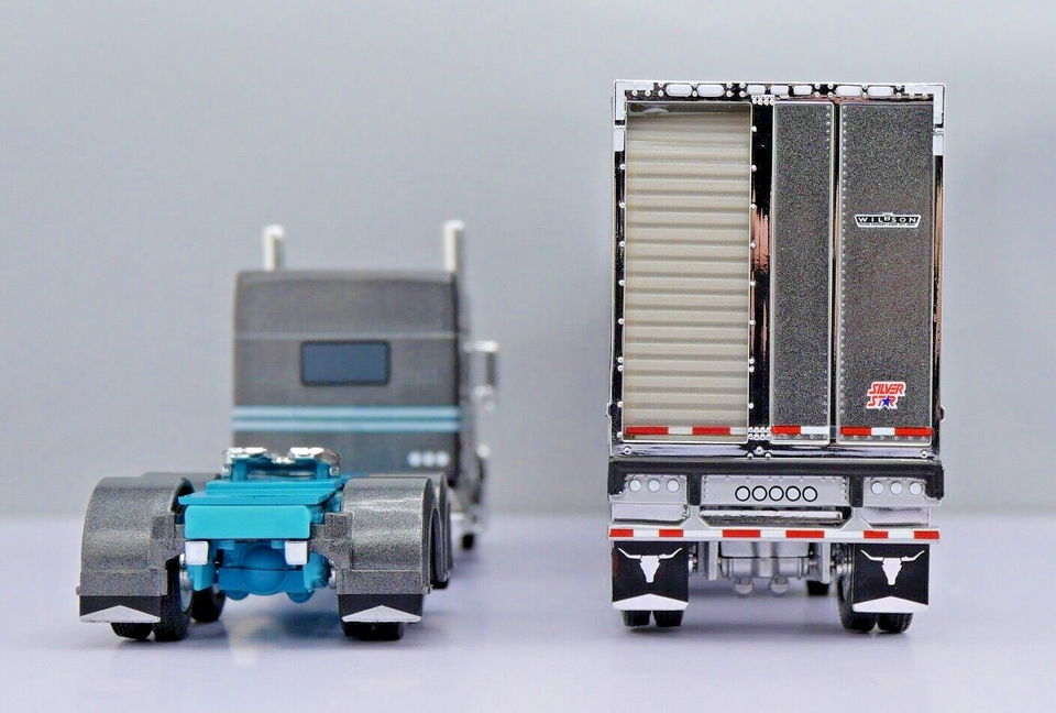 DCP 1/64 Gunmetal Gray Turquoise Peterbilt 389 Wilson Livestock Trailer ...