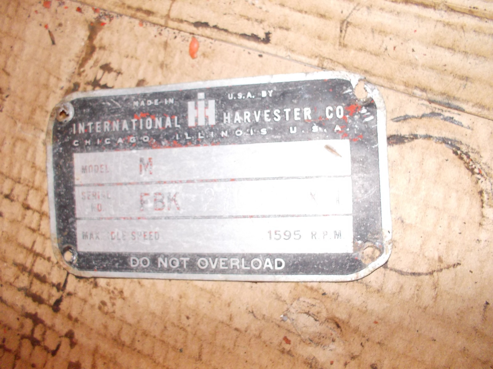 1951 Farmall M Rowcrop tractor Original IH Serial Number tag #276948X1 ...