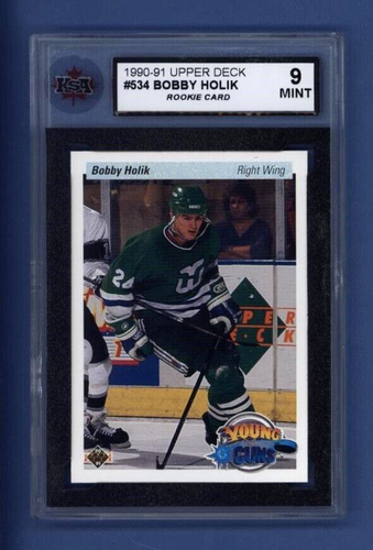 1990-91 UD YOUNG GUNS #534 BOBBY HOLIK (rc) KSA 9 MINT Hartford Whalers ...