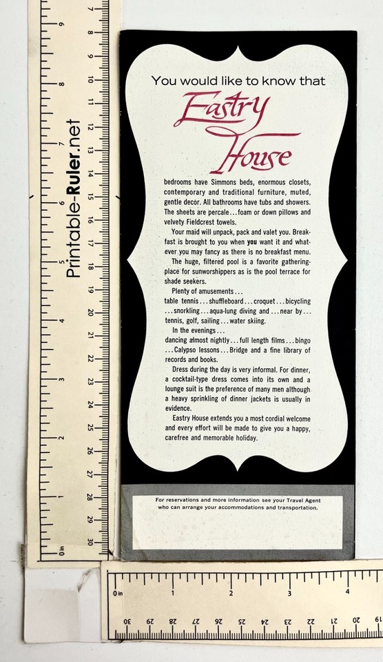 1962 Eastry House Hotel Resort British West Indies Barbados VTG Travel ...