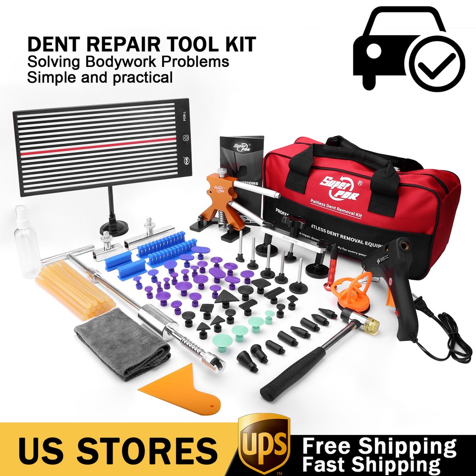 118PCS Paintless Dent Removal Rods Stainless Steel Tool Kit PDR Dent ...