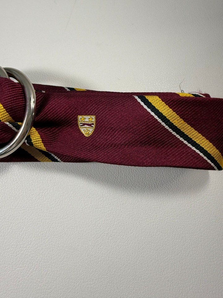 J.Crew Maroon Fabric Sriped Crest 2 Ring Retro Preppy Ribbon Belt Up To ...