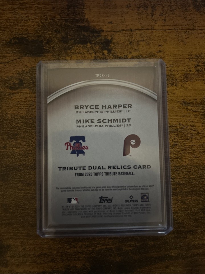 2025 TOPPS TRIBUTE BRYCE HARPER MIKE SCHMIDT DUAL BAT RELIC /75 TPDR-HS ...