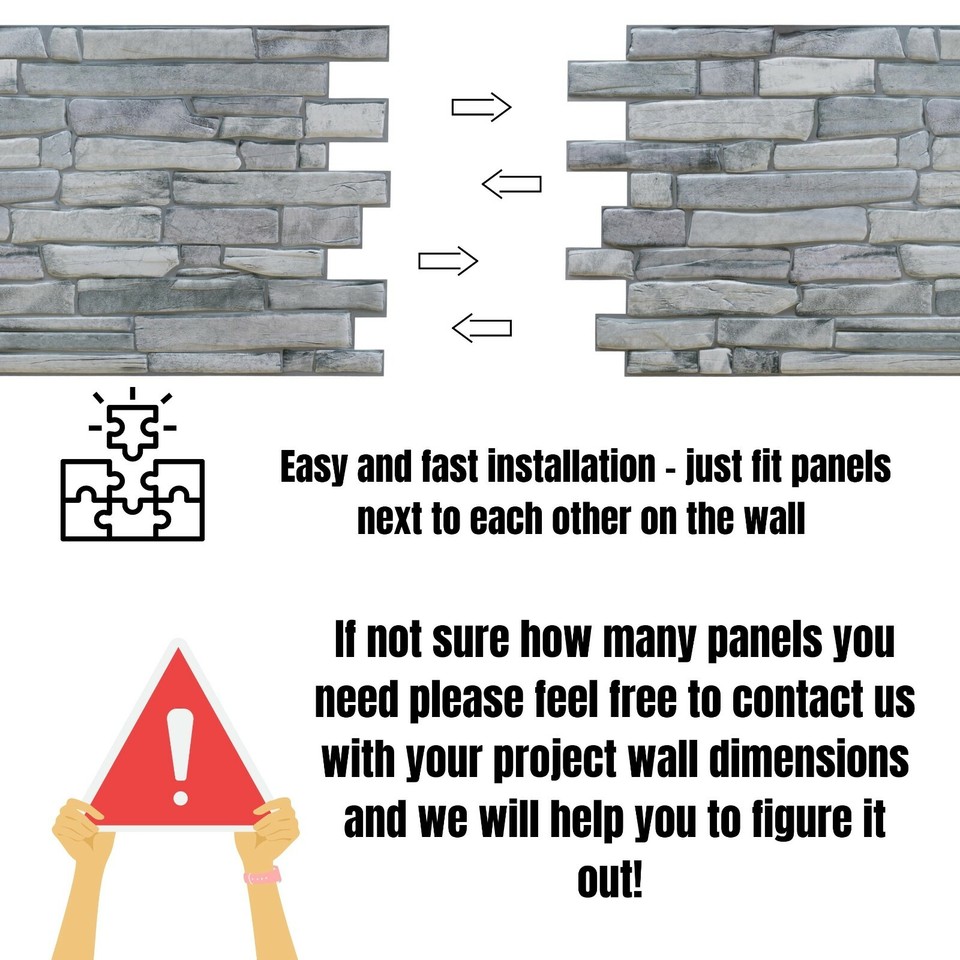 Stone Brick Effect PVC Plastic Wall Covering Panels Decorative Cladding ...