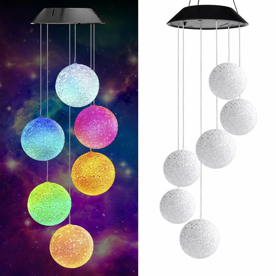 Large LED Solar Outdoor Lights Colorful Wind Chimes Gift Yard Garden ...