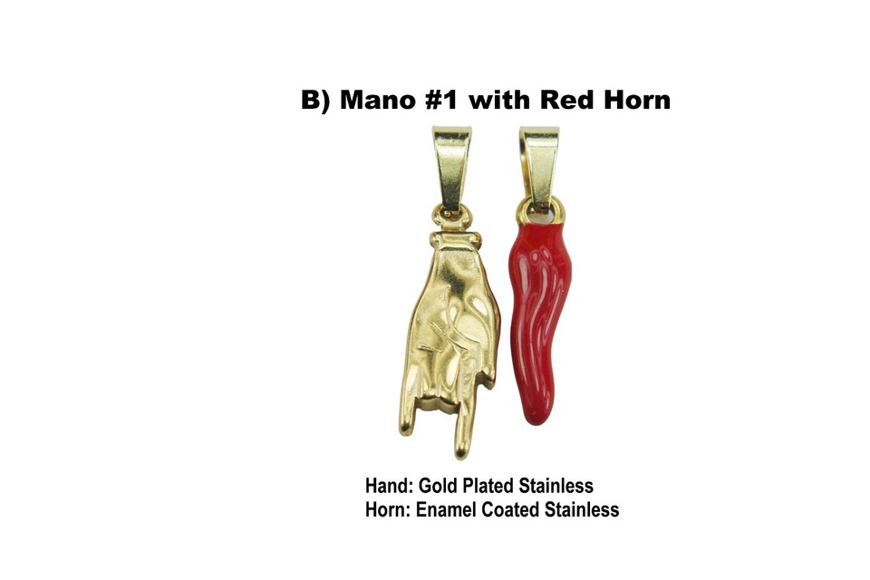 Mano Cornuto and Cornicello, Italian Malocchio Charms, Gold Stainless ...