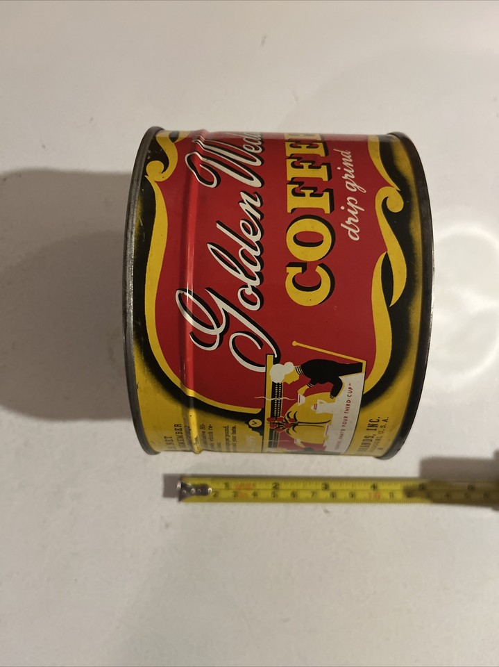 Vintage 1950s Unopened Golden Wedding Coffee Tin Key Wind 1 Lb Full NOS ...