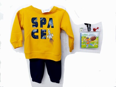 Garanimals Baby Boys Space Jogger Set w/Sesame Street Bath Time Book-12 ...