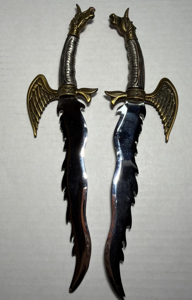 Pegasus Knife Lot Of Two Matching Fantasy Knives. Approx. 10” Long ...
