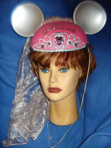 Cute Disney Princess Minnie Mouse Pink Hat with Tiara, Ears and Fabric ...