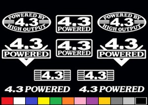 10 DECAL SET 4.3 L V6 POWERED ENGINE STICKERS EMBLEMS 262 CI VINYL ...