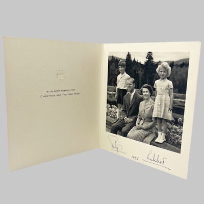 Queen Elizabeth II Signed & Prince Philip Signed Card 1955 UNIQUE ...