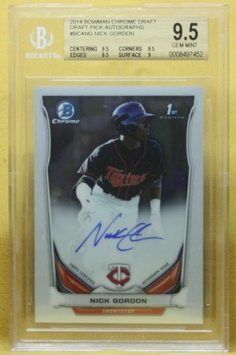 NICK GORDON RC 2014 BOWMAN CHROME ROOKIE AUTOGRAPH BGS9.5!TWINS SS RC ...