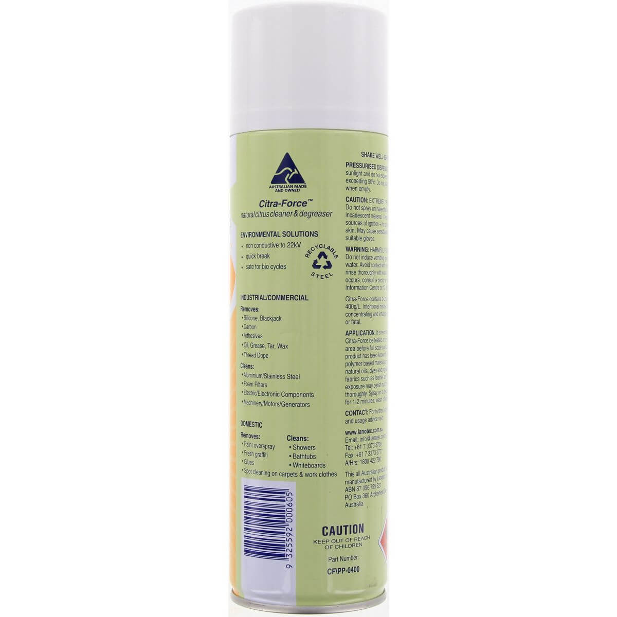 Lanotec Citra-Force Cleaner & Degreaser 400g Aerosol | Environmentally ...