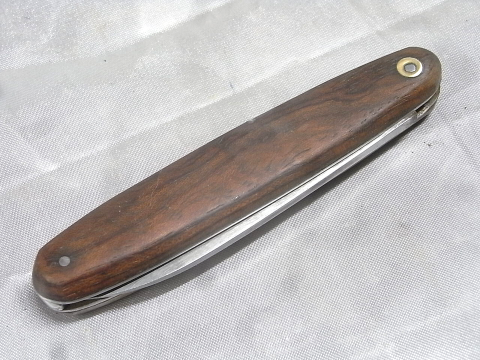 🇫🇷 COUTEAU POCHE PLIANT MANCHE BOIS LAME FORGEE PARAPLUIE A L'EPREUVE ...