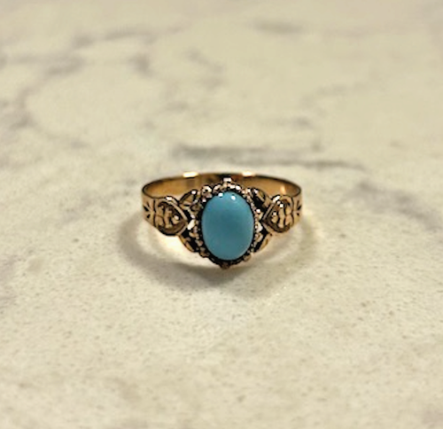 Vintage 9k or 10k Victorian Turquoise Ring Sz. 6.5 | eBay