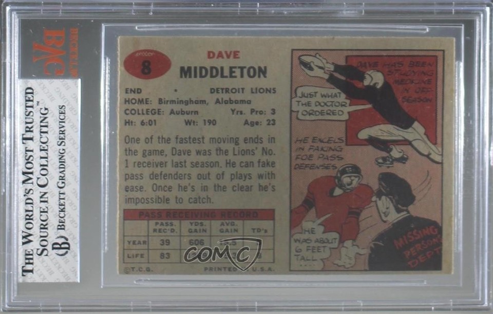 1957 Topps Dave Middleton #8 BVG 7 | eBay
