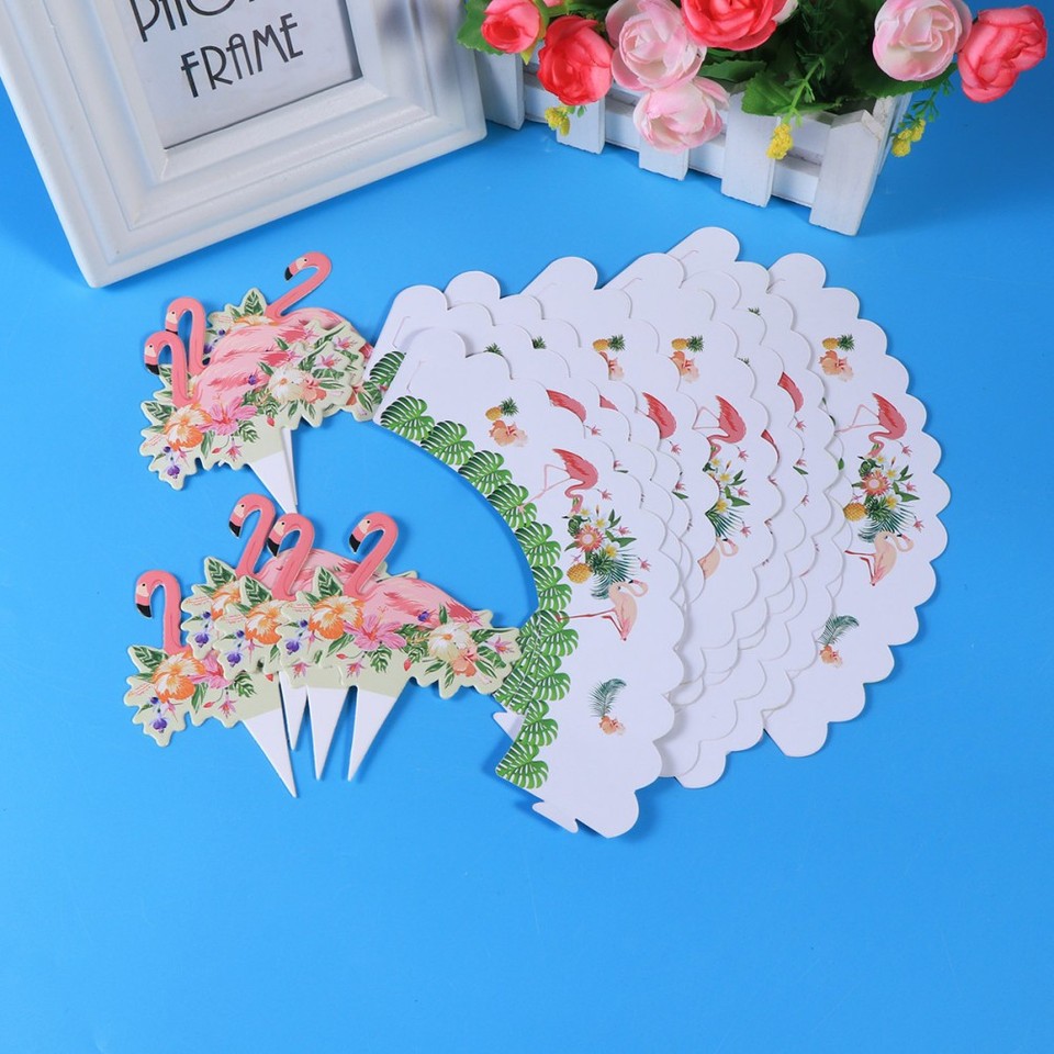 24pcs Flamingo Cupcake Topper Wrapper Set Lovely Cartoon Cake Decor ...