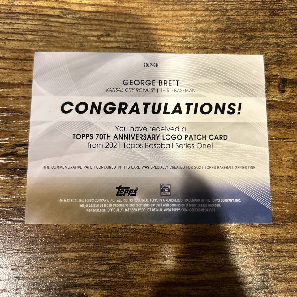 George Brett Topps 70th Anniversary Commemorative Patch Card | eBay