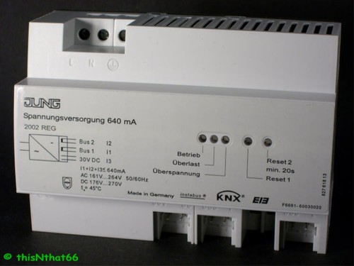Jung 2002 REG EIB KNX Spannungsversorgung 640mA mit 2 Drosseln 2002REG ...