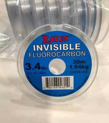 RAVEN INVISIBLE FLUOROCARBON LEADER FISHING LINE SIZES 3.4-10.2 LBS ...