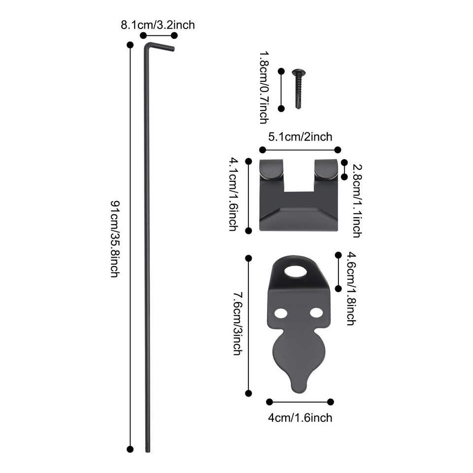 Black Heavy Duty Gate Latches Bolt Drop Rod for Gate Iron Double Gate Latches | eBay