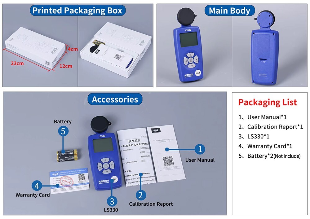 LS330 Spectral Illuminance Meter Light Meter Lux Meter UVI CCT CRI Ra ...