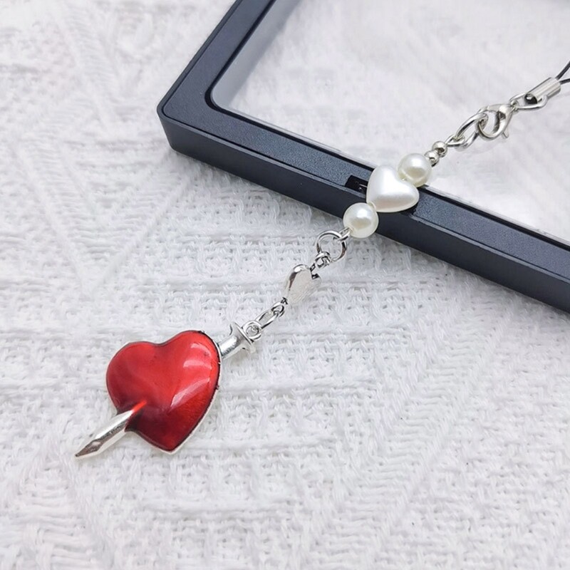 Retro Nail Heart Charm Pendant Chain Phone Straps Pocket Keychain Strap ...