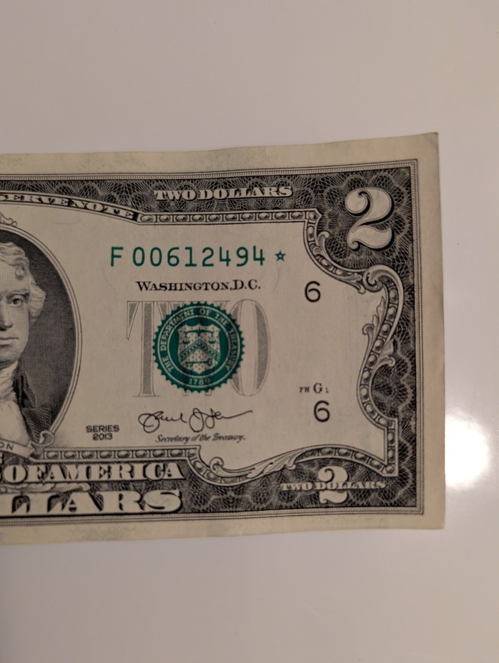 A $2.00 2013 STAR NOTE WITH VERY LOW SERIAL NUMBERS | eBay
