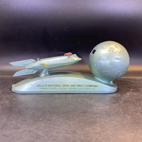 Vintage Strato Bank Rocket Ship To The Moon Mechanical Bank /w Key ...