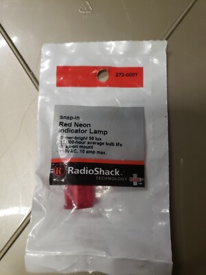 Radio shack 272-0001 Red Neon Indicator Lamp 110VAC 1.2mA Max Snap In ...