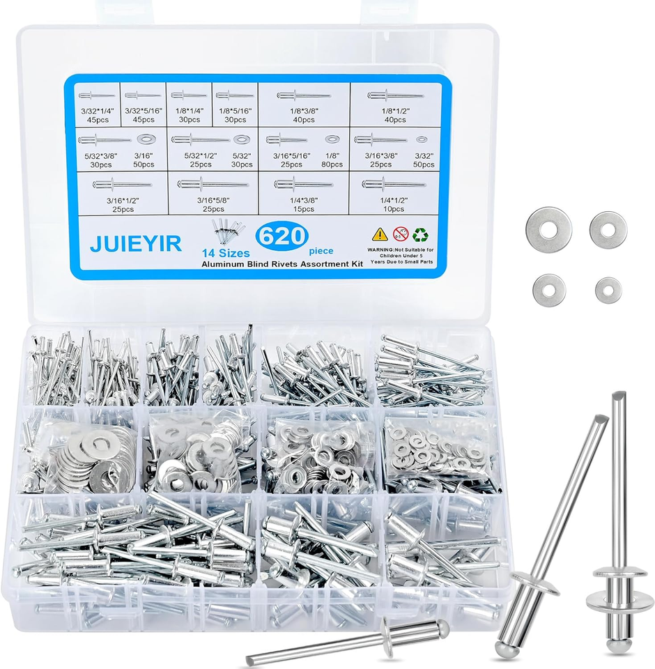 620Pcs Pop Rivets Assortment Kit, 14 Sizes 304 Stainless Steel Pop ...