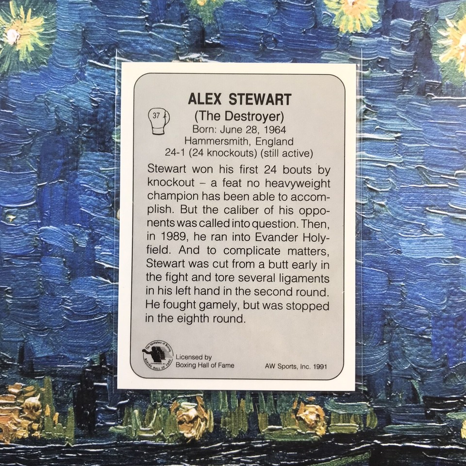 ALEX STEWART DESTROYER BOXER No. 37 *2A BOXING HALL OF FAME AW SPORTS ...