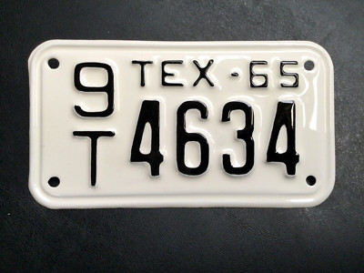 VINTAGE 1965 TEXAS TX. MOTORCYCLE LICENSE PLATE HIGH QUALITY ...
