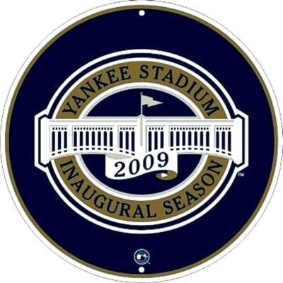 New York Yankees MLB baseball Stadium 2009 Inaugural Tin Round Sign 12 ...