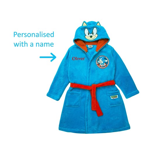 Boys Sonic the Hedgehog Personalised Dressing Gown Gamer Gaming Robe 4 ...