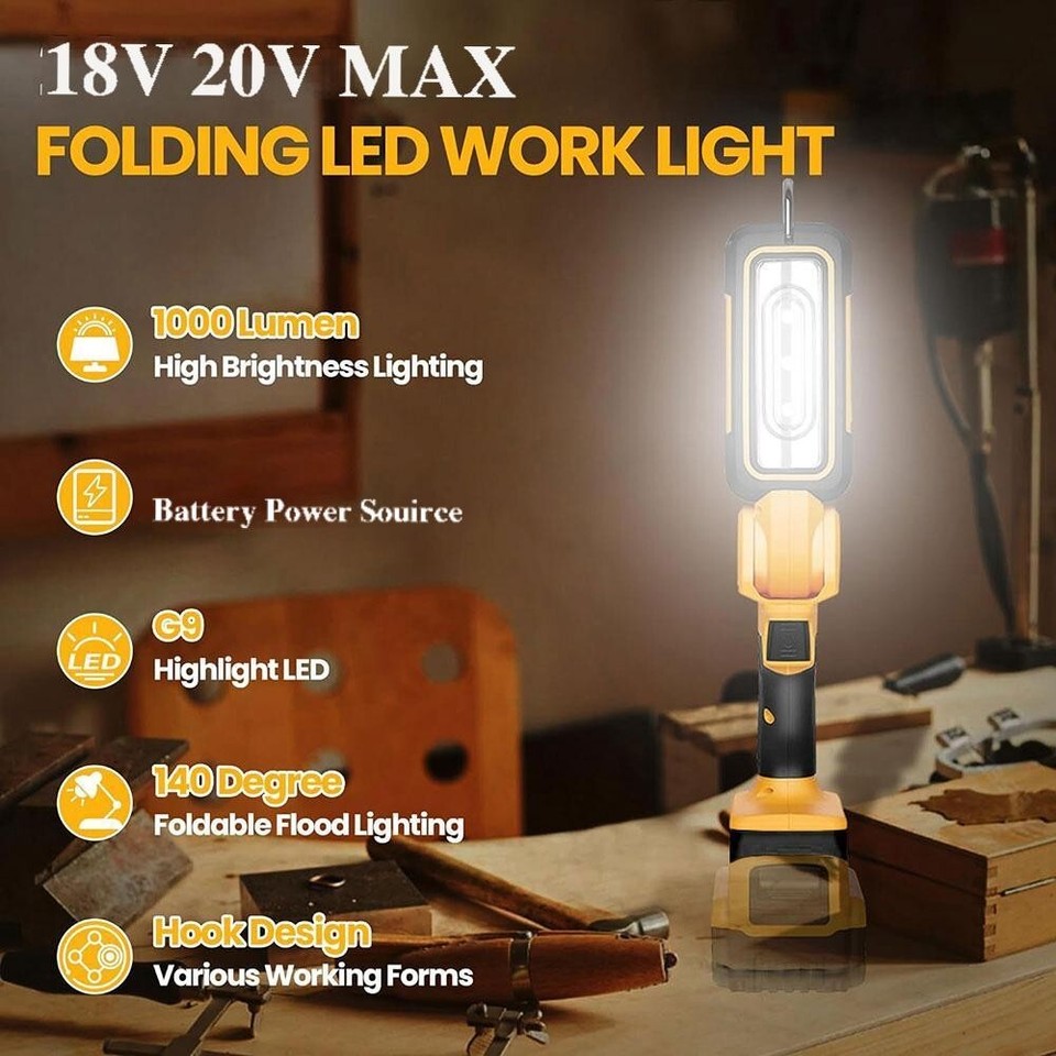 140 Rotating Handheld Torch Cordless LED Work Light for Dewalt 18V 20V ...