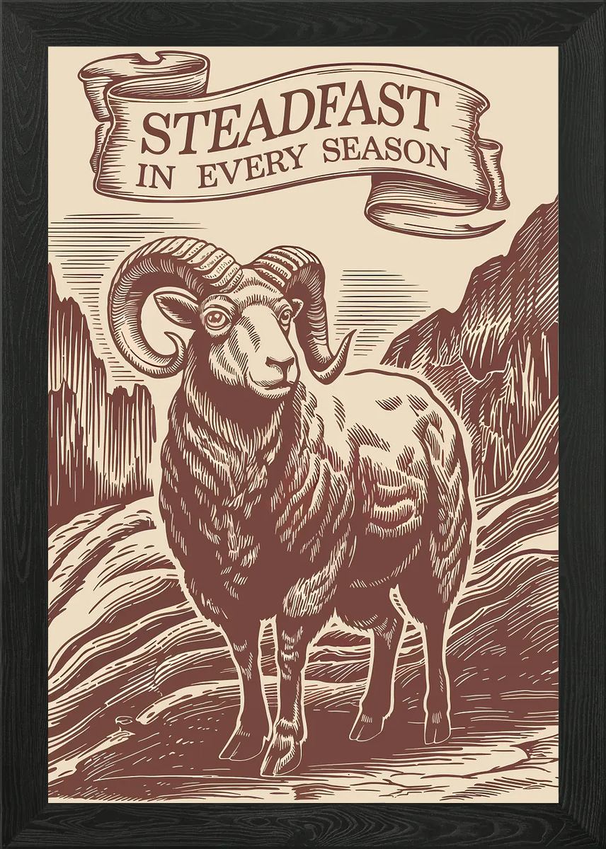 Steadfast Ram Illustration Framed Wall Art Poster Canvas Print Picture ...