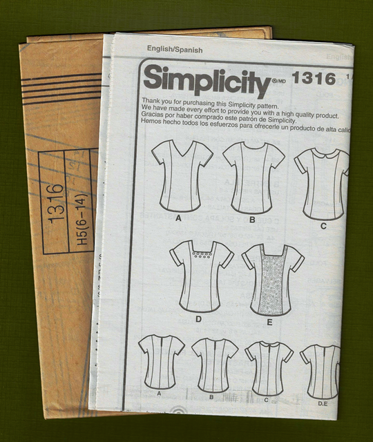 Simplicity Sewing Pattern 1316 Misses Women Top H5 6-14 Uncut for sale ...