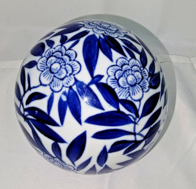 Vintage Blue and White Floral 4 inch Sphere ball Orb | eBay