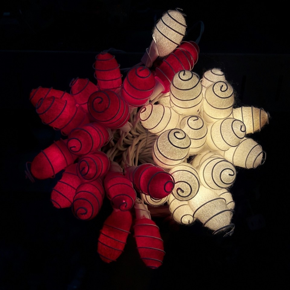 Vintage String Lights 35 lights Thai Real Silk Cocoon Handmade DIY ...
