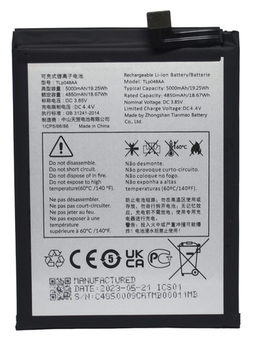 OEM TCL 40 XE 5G T609V REPLACEMENT BATTERY TLp048AA 5000mAh 19.25Wh 3 ...